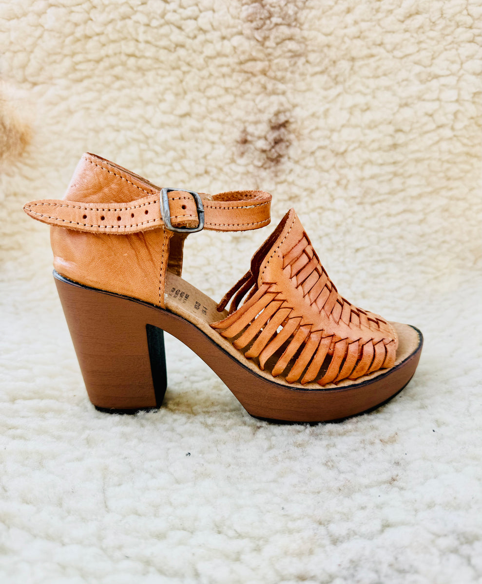 Huarache High Heels - tan open toe – BoHo Imports